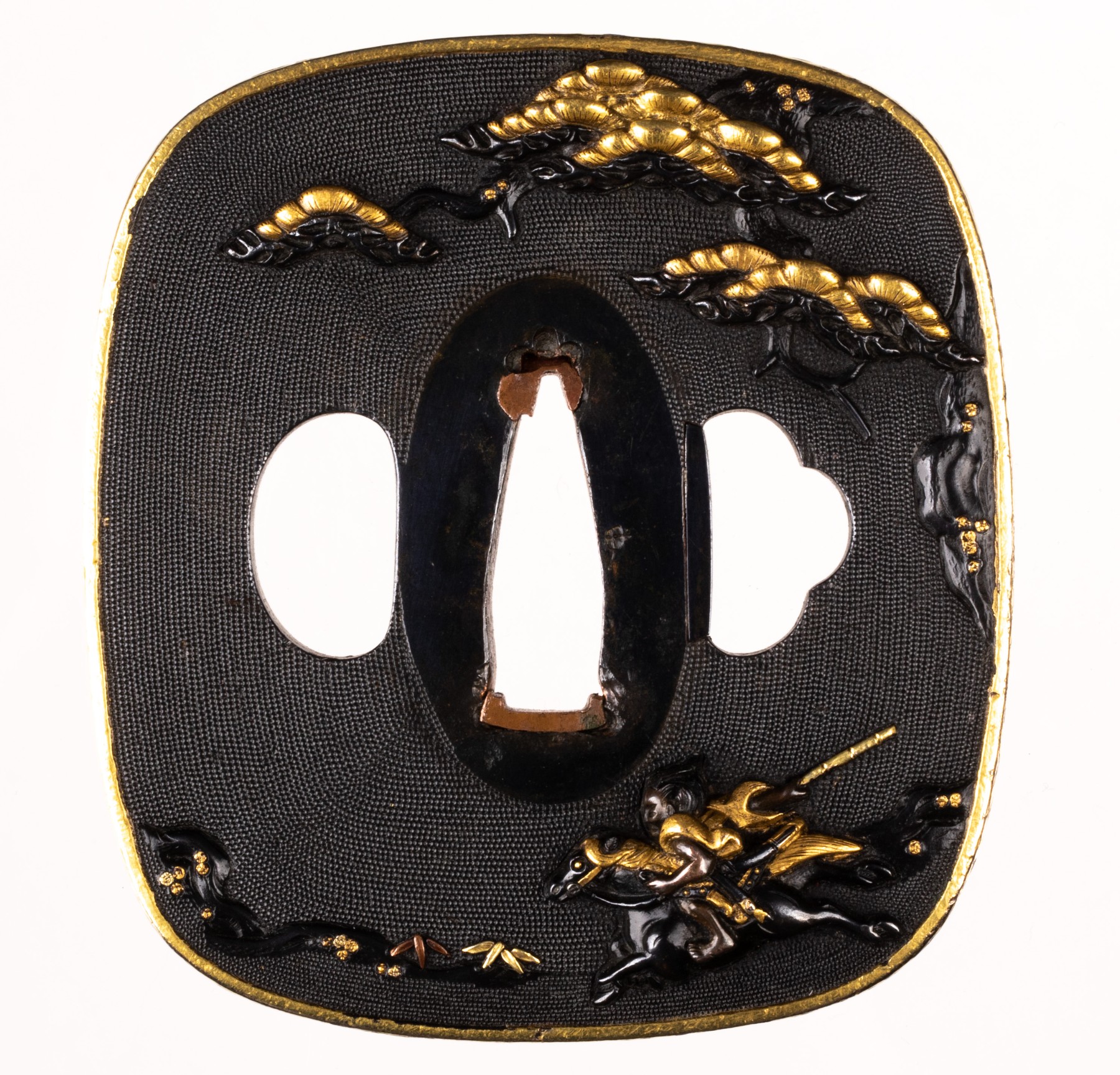 Shakudo Nanako Kago Goto School Tsuba with NBTHK Hozon Tosogu - For ...